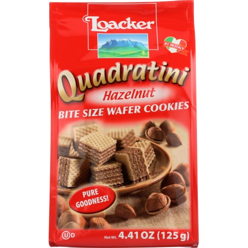 LOACKER: Quadratini Hazelnut Wafer 125g, 4.41 oz