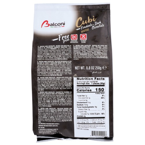 BALCONI: Wafer Cubi Dark Chocolate, 250 gm