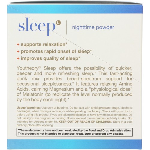YOUTHEORY: Sleep Nighttime Powder 21 Packets, 4.2 oz