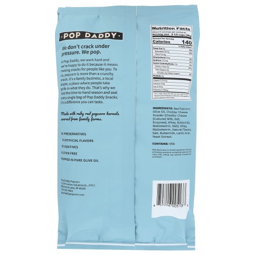 POP DADDY POPCORN & PRETZ: Real White Cheddar Flavored Popcorn, 6 oz