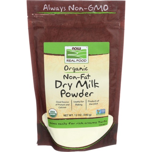 NOW: Organic Non Fat Dry Milk Powder, 12 oz